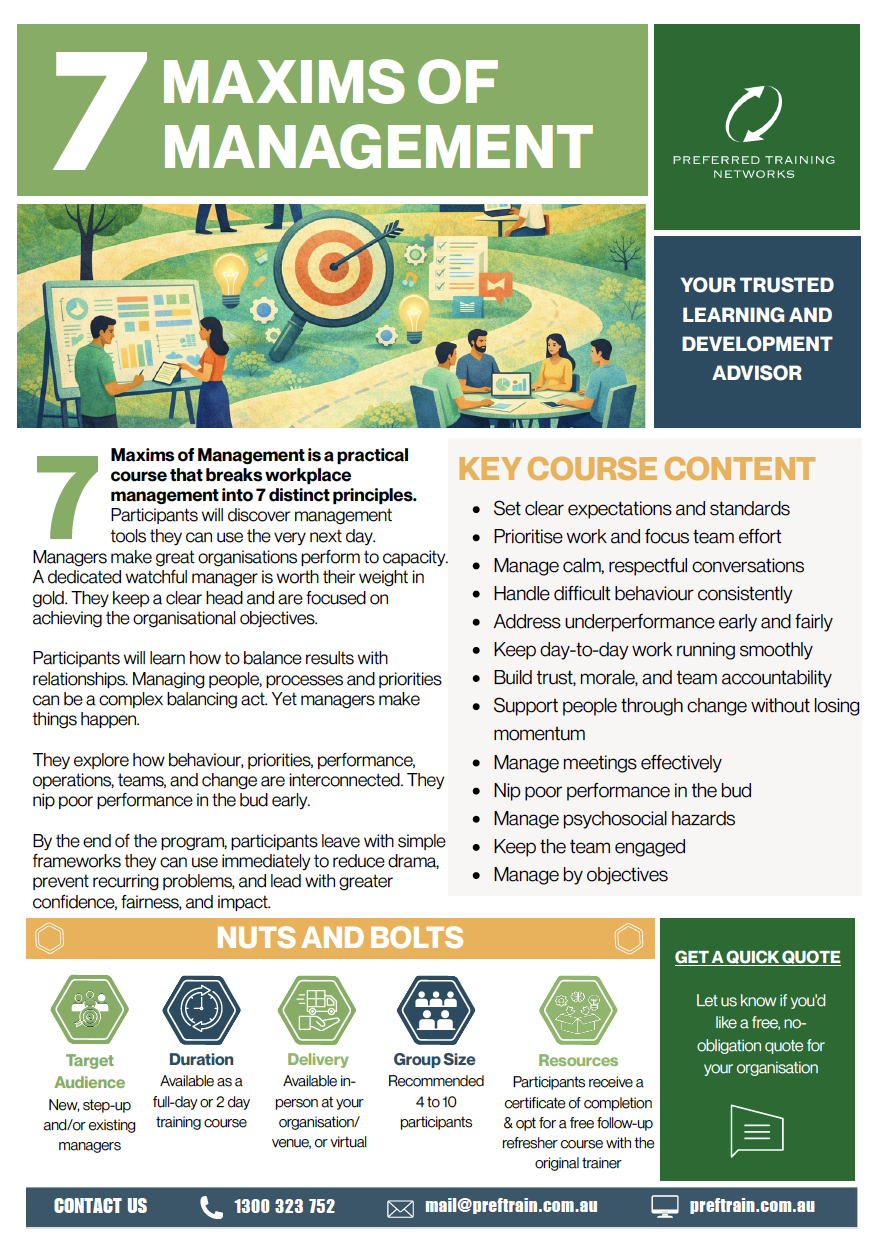 7 Maxims Of Management Training | Preferred Training Networks